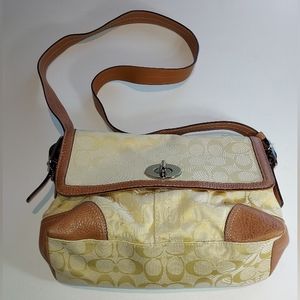 Coach | Bags | Coach Lemon Natural Signature Flap Shoulder Bag Nwt ...